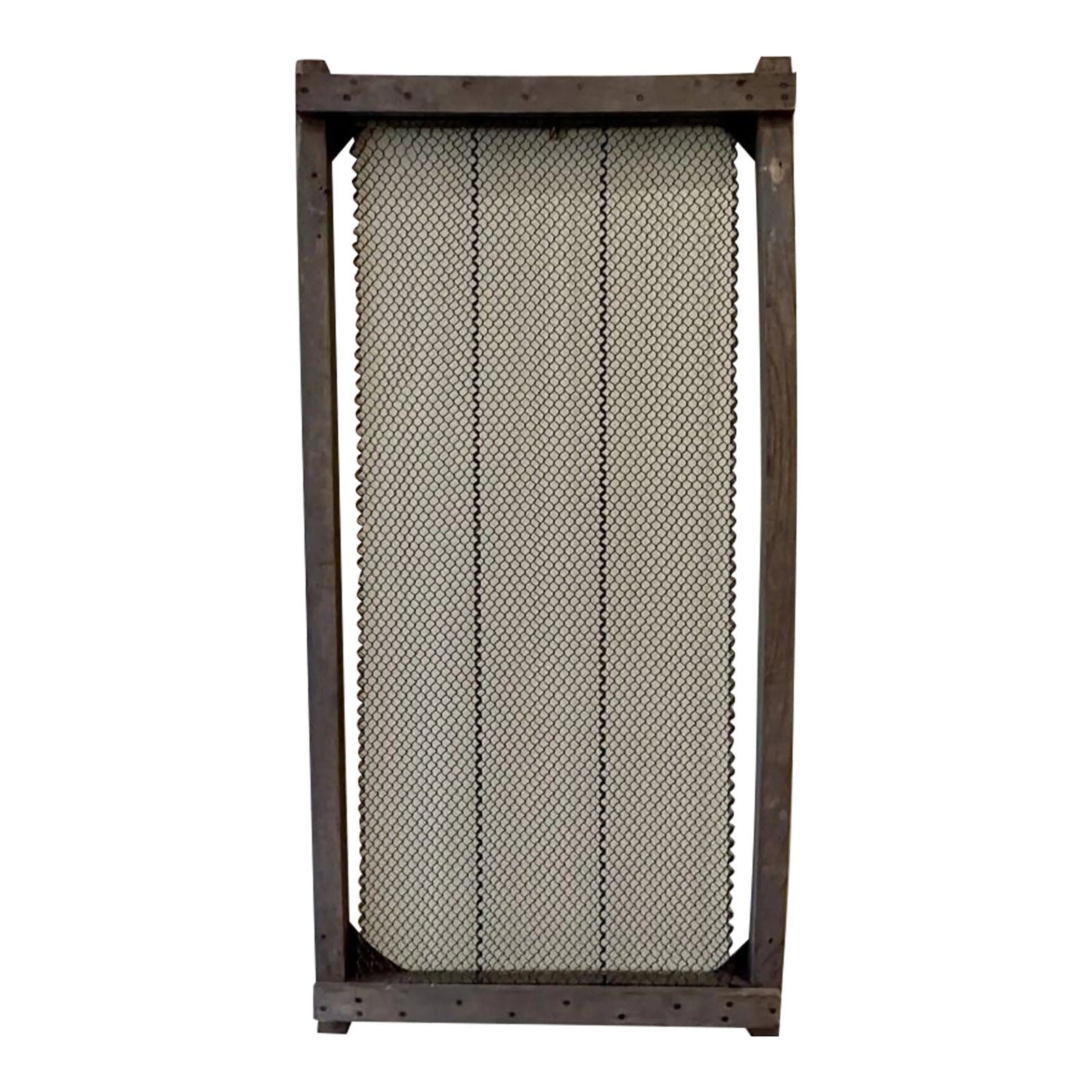 Antique Magnetic Wood Framed Wire Crib Screen/Springs | Chairish