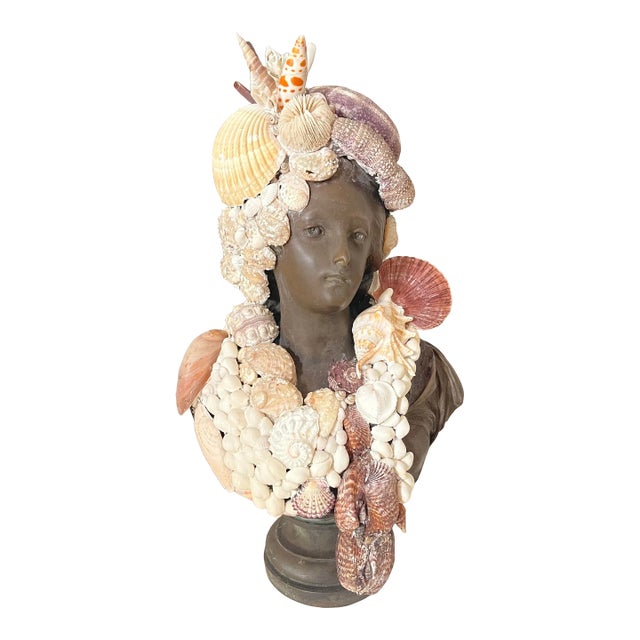 Original Seashells Shell Encrusted Victorian Bust Sculpture | Chairish