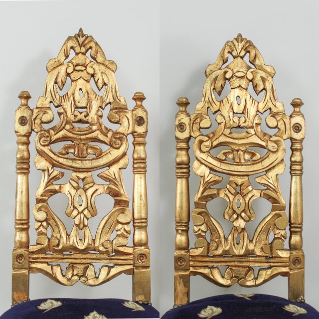 1940s Italian Baroque Rococo Style Gilt Wood High Back Side Chairs ...