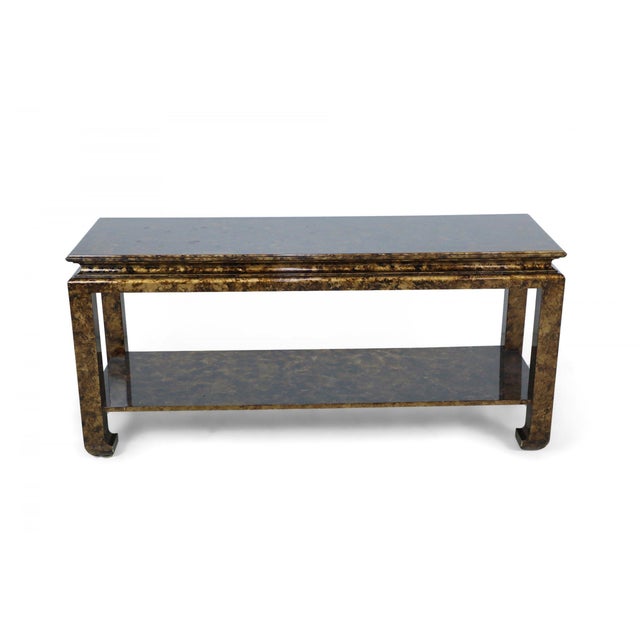 Faux Tortoise Shell Finished Console Table With Shelf | Chairish