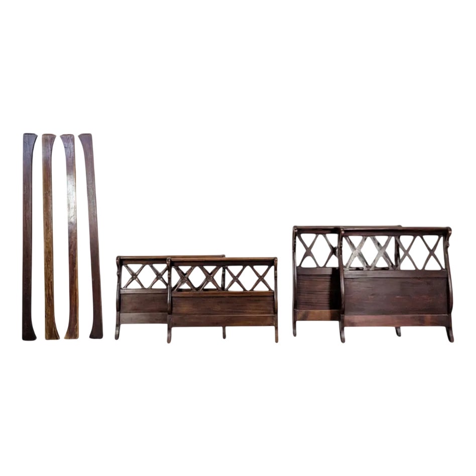 Mahogany Swan Neck Beds, Set of 2 | Chairish