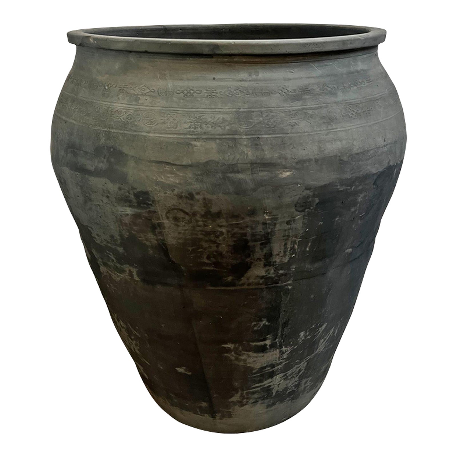 Charcoal Terra Cotta Vintage Pot / Planter | Chairish
