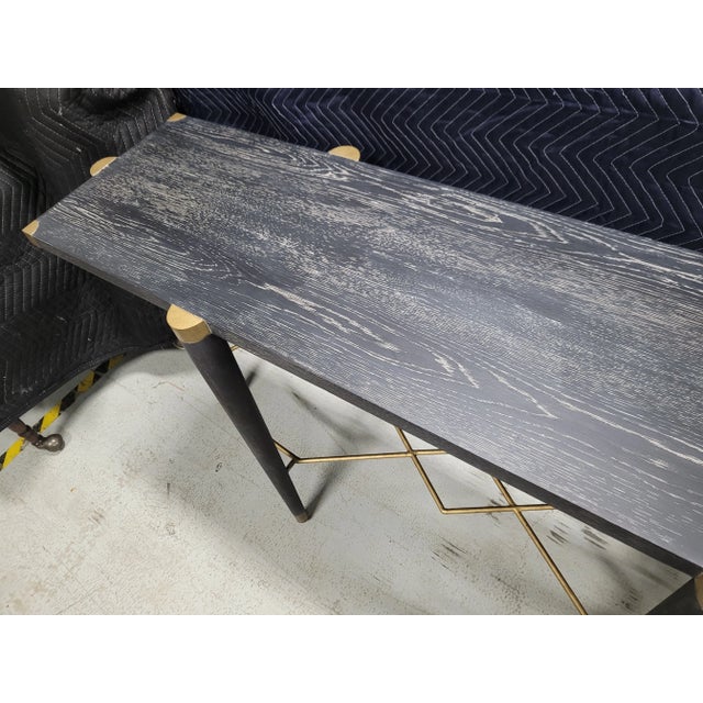 Gabby Fiona Long Distressed Console Table With Brass Details | Chairish