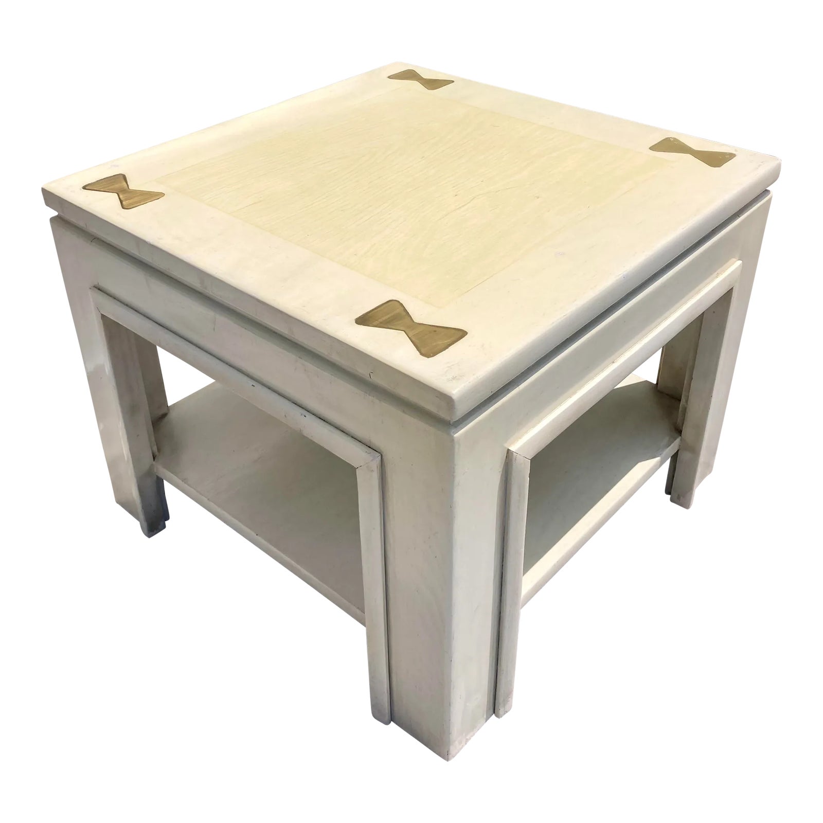 James Mont Cocktail Table Ming Style With Brass Insets | Chairish