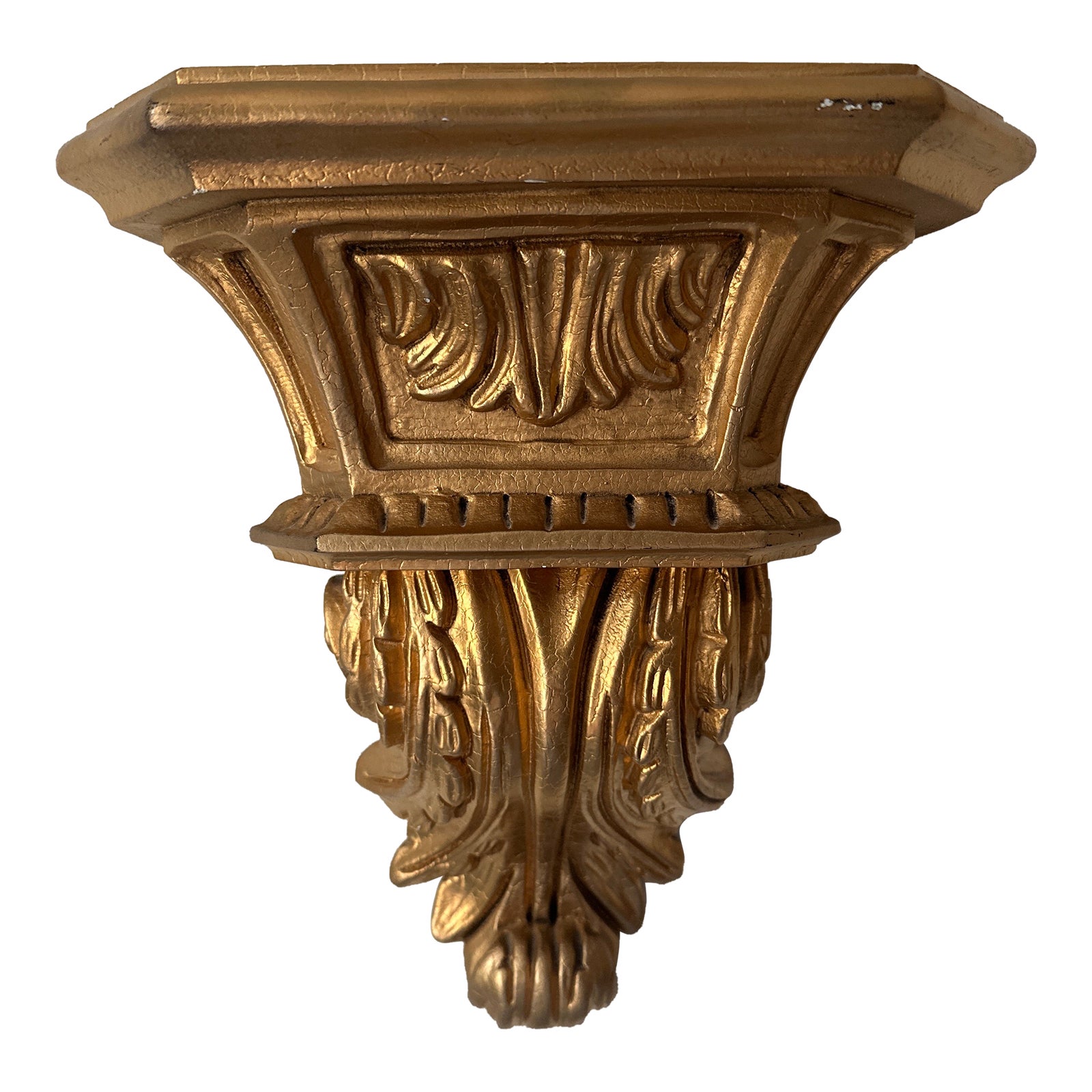 Vintage Large Gold Ceramic Wall Bracket Shelf | Chairish