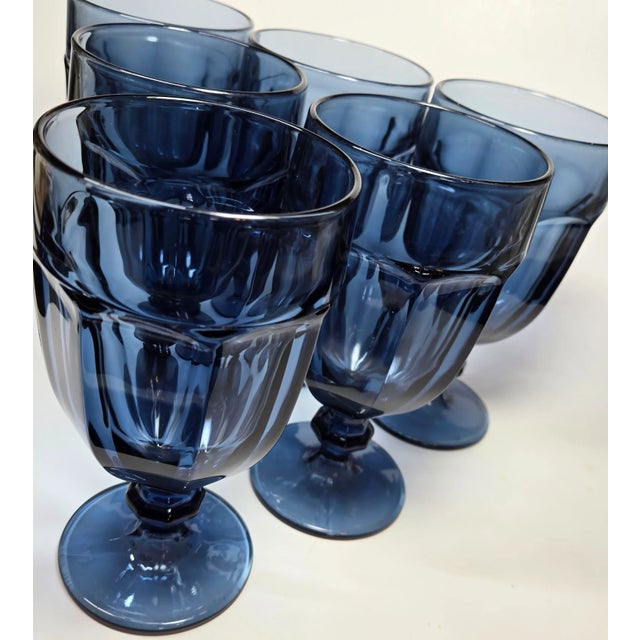 Deep Sapphire Blue Goblets- Set of Six | Chairish
