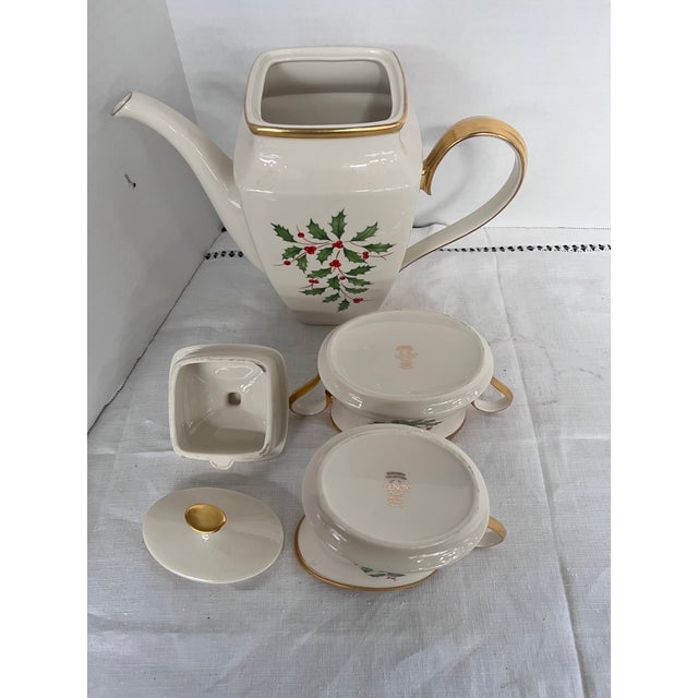 Lenox Holiday Coffee Pot, Sugar & Creamer Set- 3 Pieces | Chairish