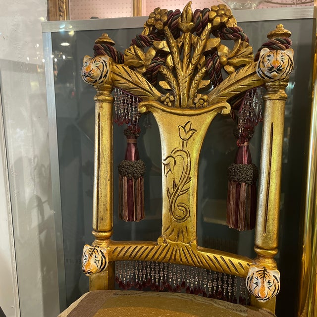 1980s MacKenzie-Childs Style Tigers Side Accent Chair | Chairish