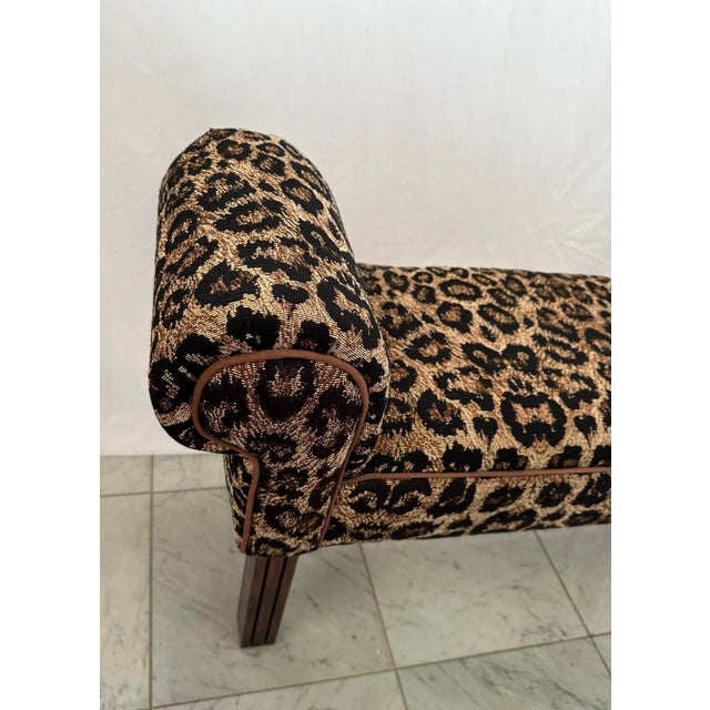 1970’s Leopard Print Rolled Arm Bench | Chairish