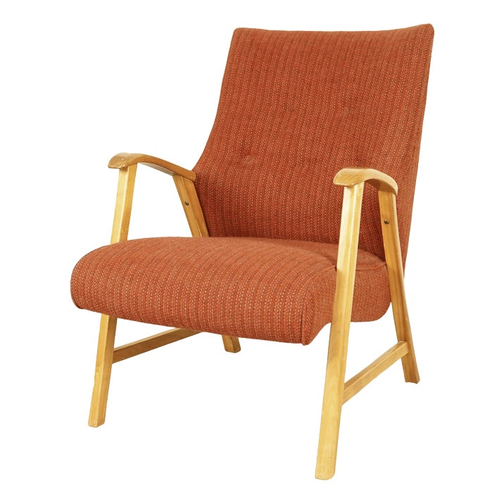 German Cocktail Armchair on Cherry Wood Frame, 1960s | Chairish