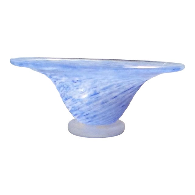 1980s Small Blue Art Glass Trinket Dish | Chairish