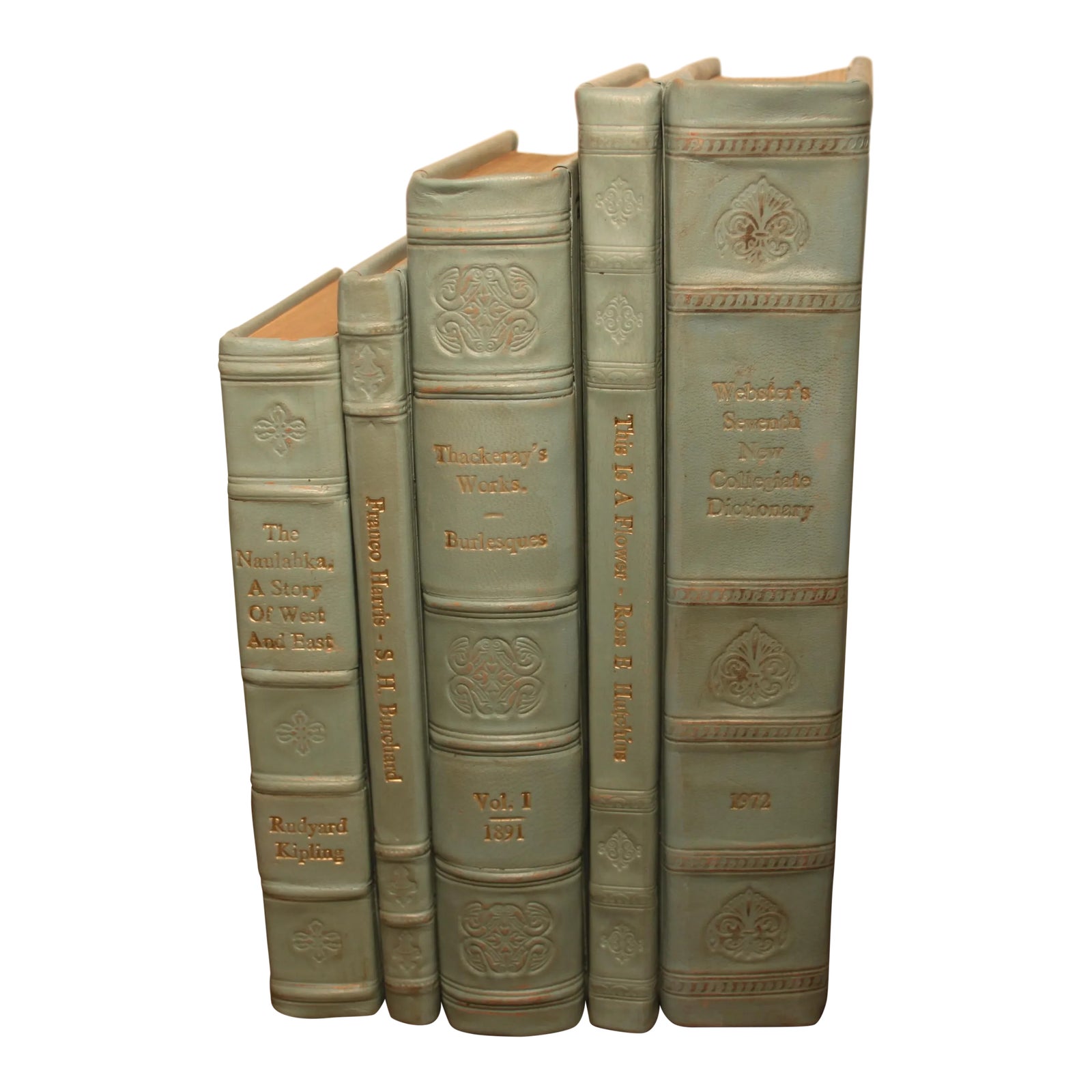 Leather Bound Books - Set of 5 | Chairish
