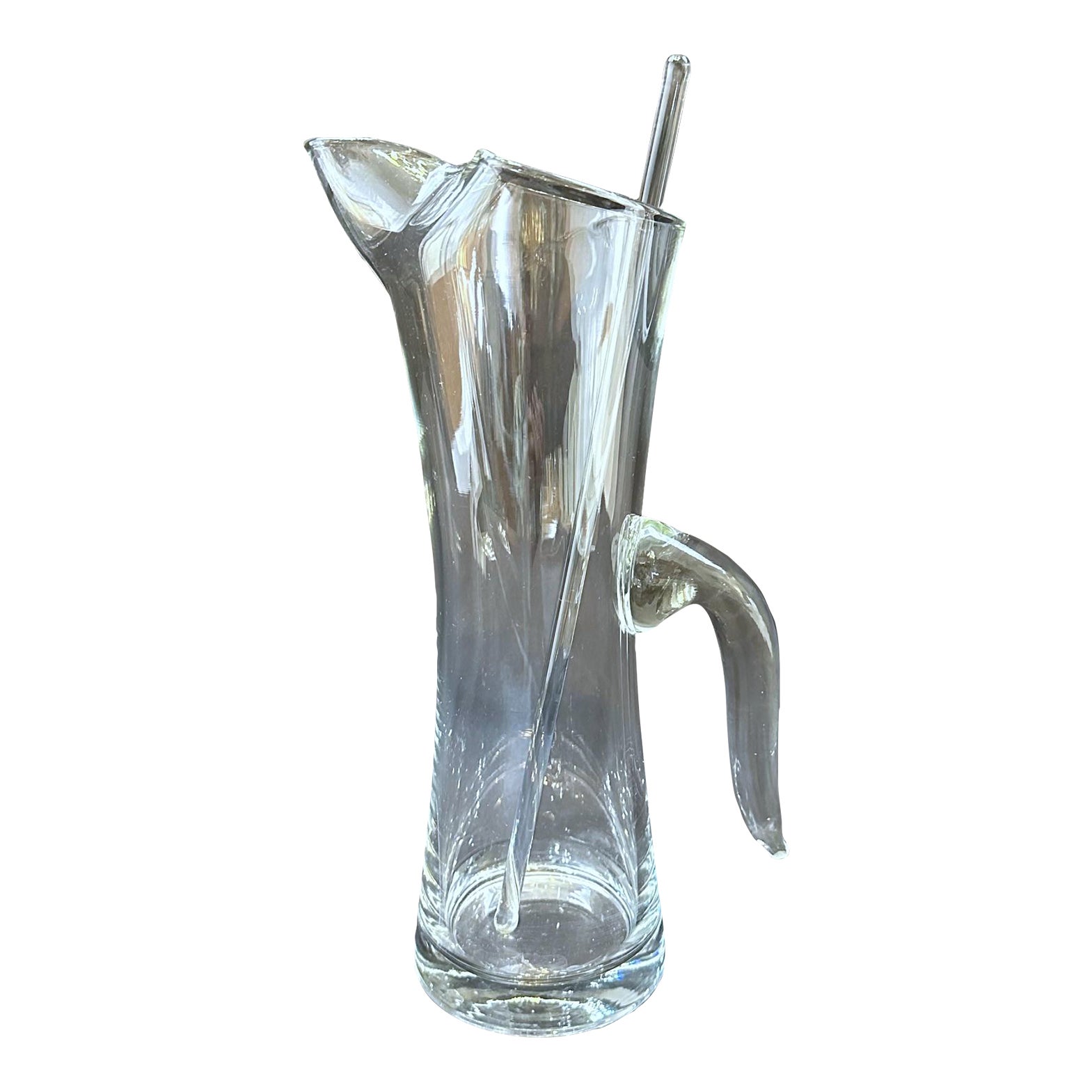 Mid 20th Century Glass Martini Pitcher With Stirrer | Chairish
