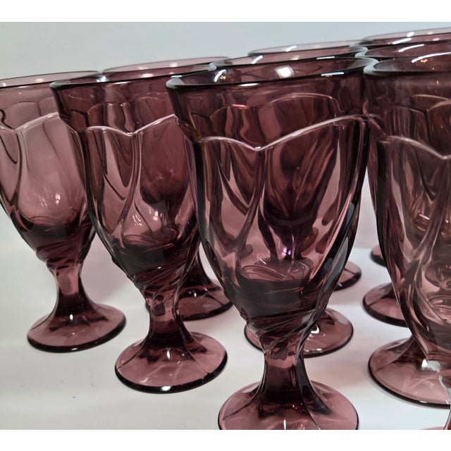 Cranberry Swirl Goblets- Set of Ten | Chairish