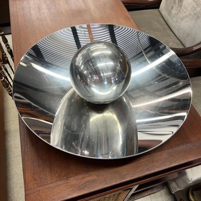 Contemporary Modern Art Chrome Plated Bronze Dish With Center Steel ...