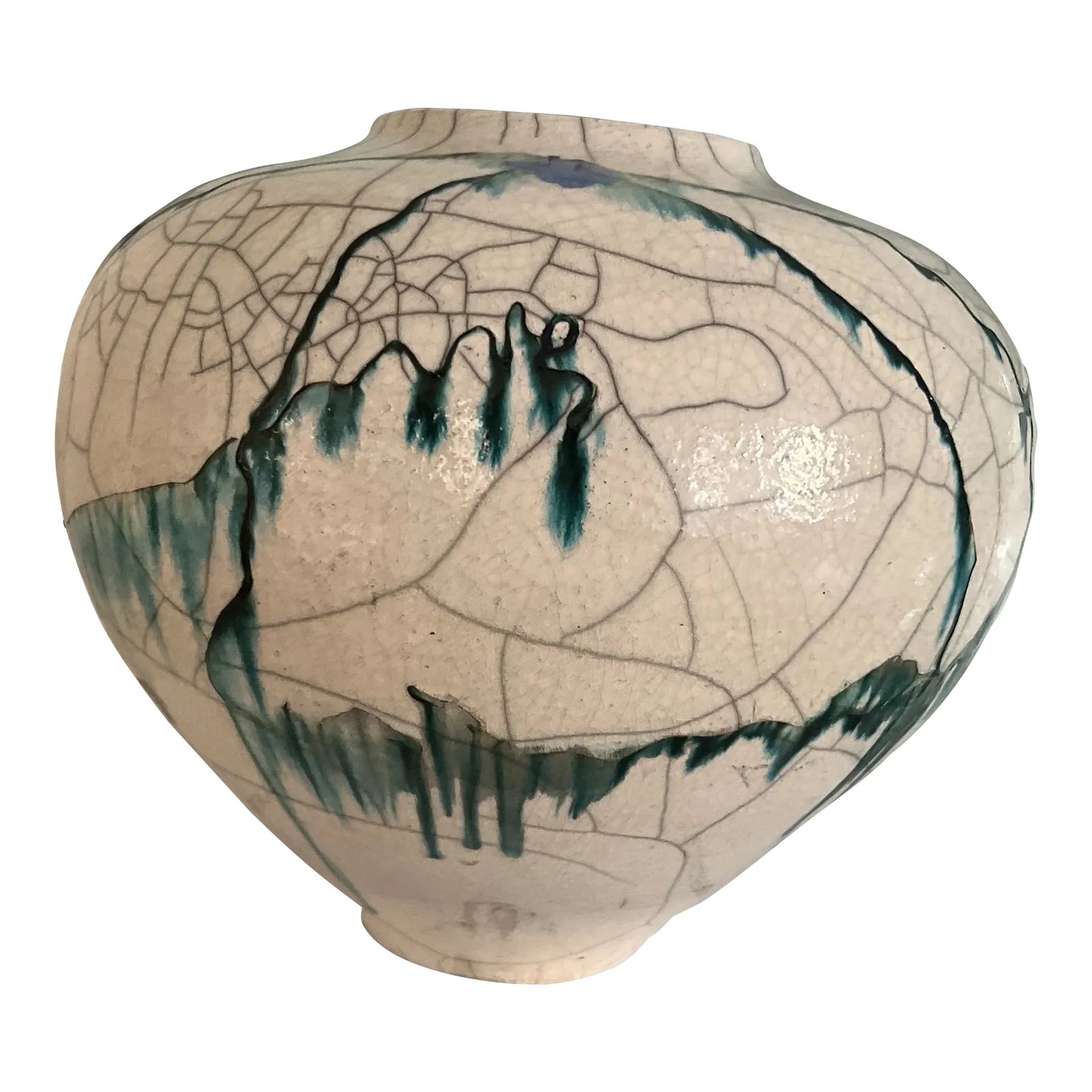 Signed Hand Turned Raku Pottery Vessel | Chairish