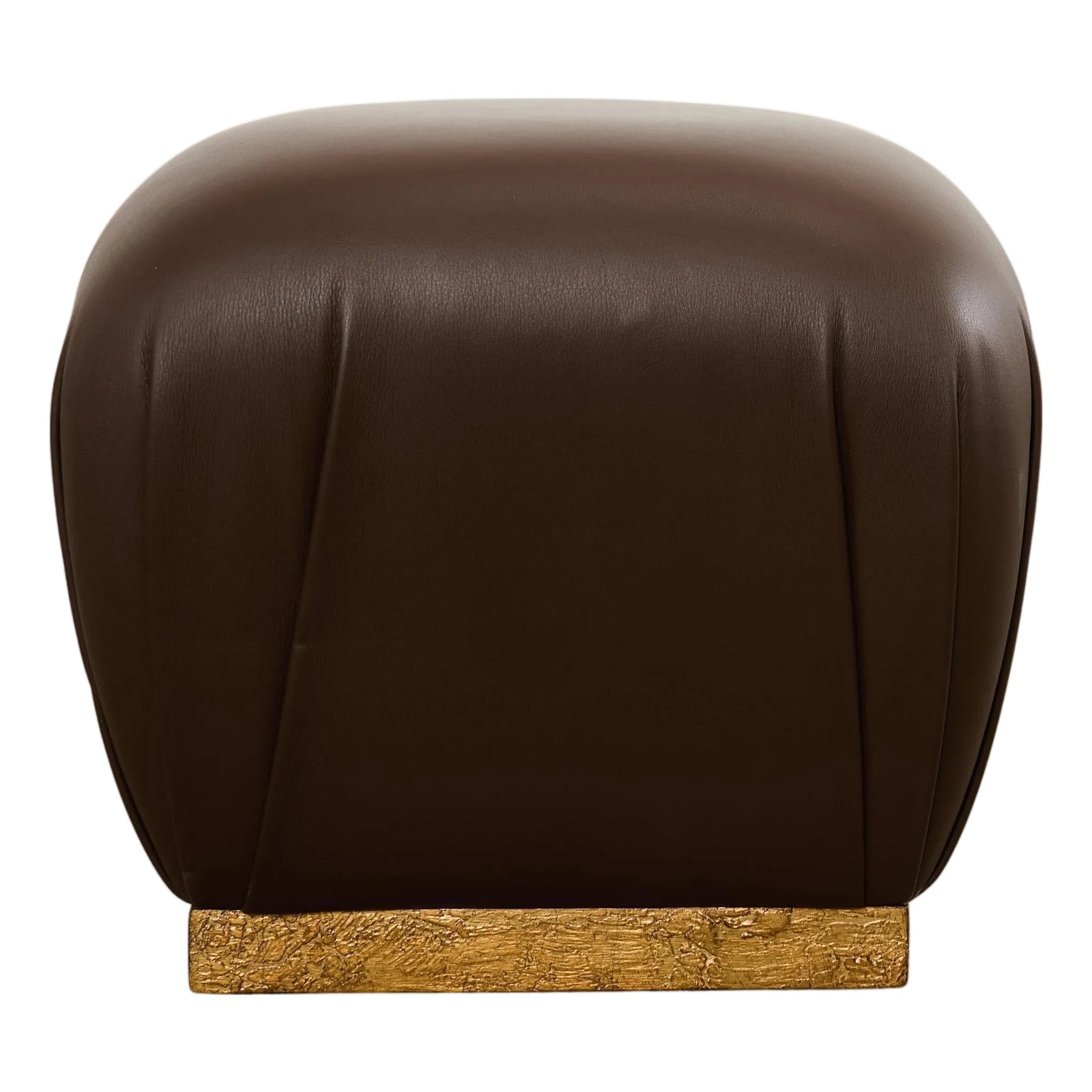 Karl Springer Style Leather Ottoman Pouf Stool | Chairish