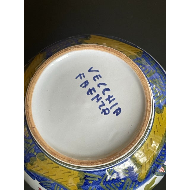 Italian Blue Carnation Hand Painted Cachepot and Small Vase | Chairish