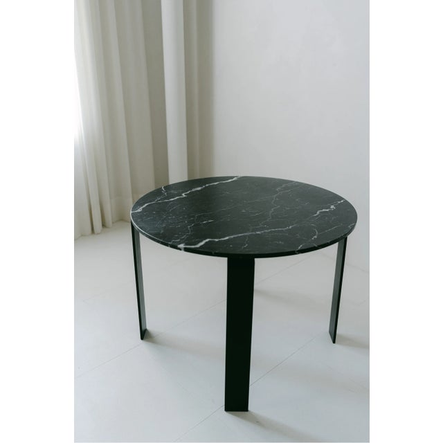 Nero Marquina Marble Round Table | Chairish