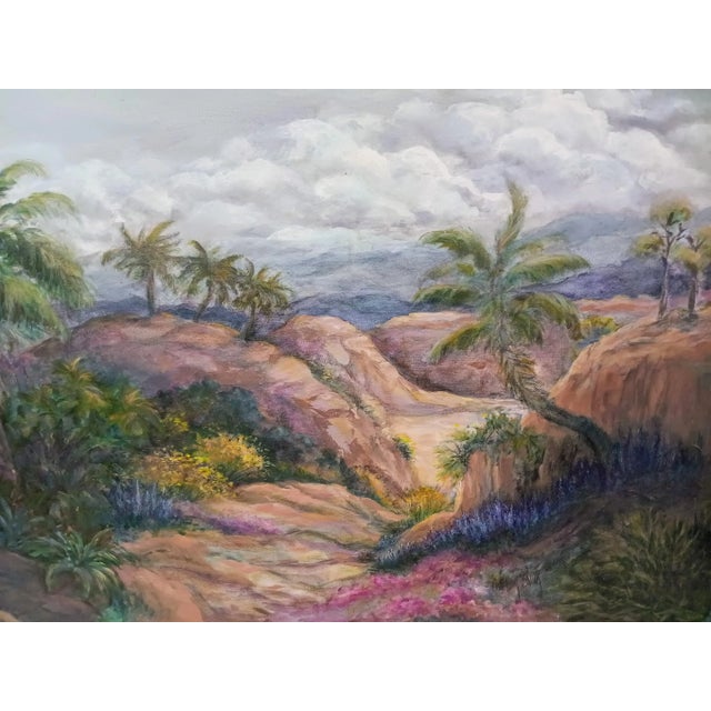 Late 20th Century Oil on Canvas, Palm Tree Landscape Painting, Framed ...