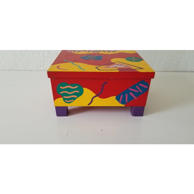 Postmodern Artistic Hand Painted Decorative Box | Chairish