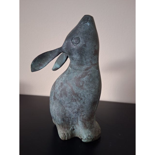 Vintage Bronze "Moon Gazing Rabbit" Statue | Chairish