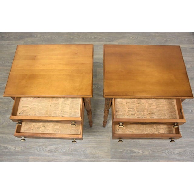 1980s Solid Maple Nightstands by Hitchcock - a Pair | Chairish