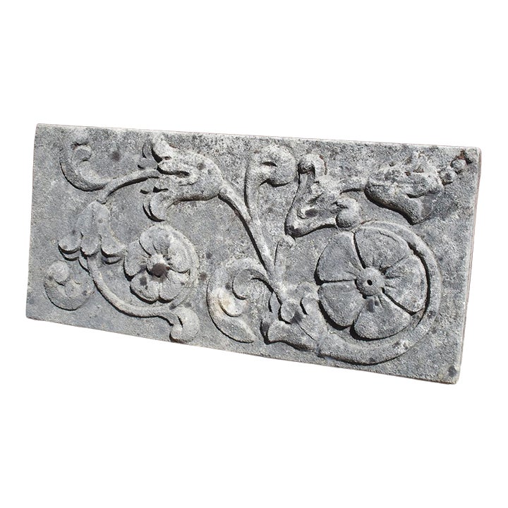 Small Carved Limestone Bas Relief Plaque From Italy | Chairish
