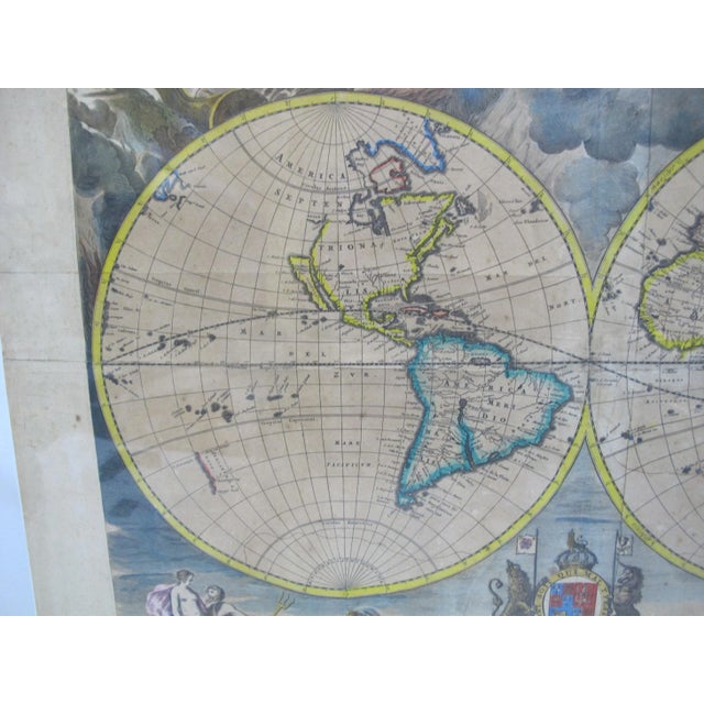 Antique 1680 Orbis Terrarum Nova Et Ac⁹curatissima Tabula 2 Hemisphere ...