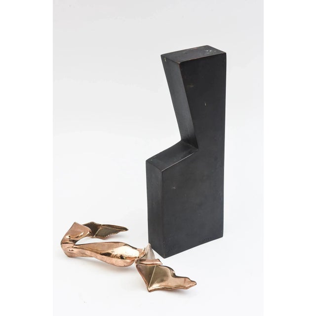 Bronze Dali Esque Cascading Sculpture With Black Metal Base Signed and ...