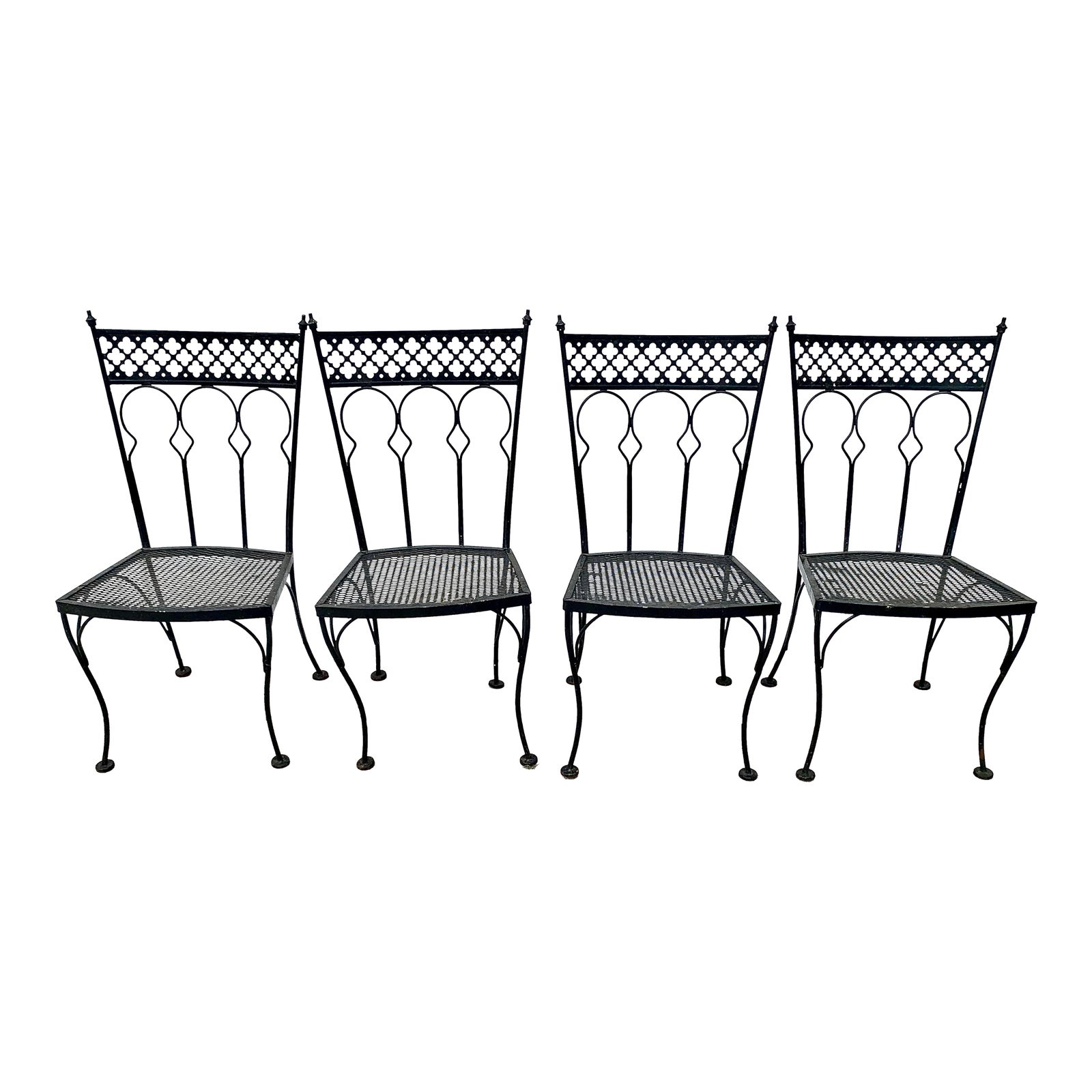 Vintage Salterini Quatrefoil Design Wrought Iron Patio Chairs-Set of 4 ...
