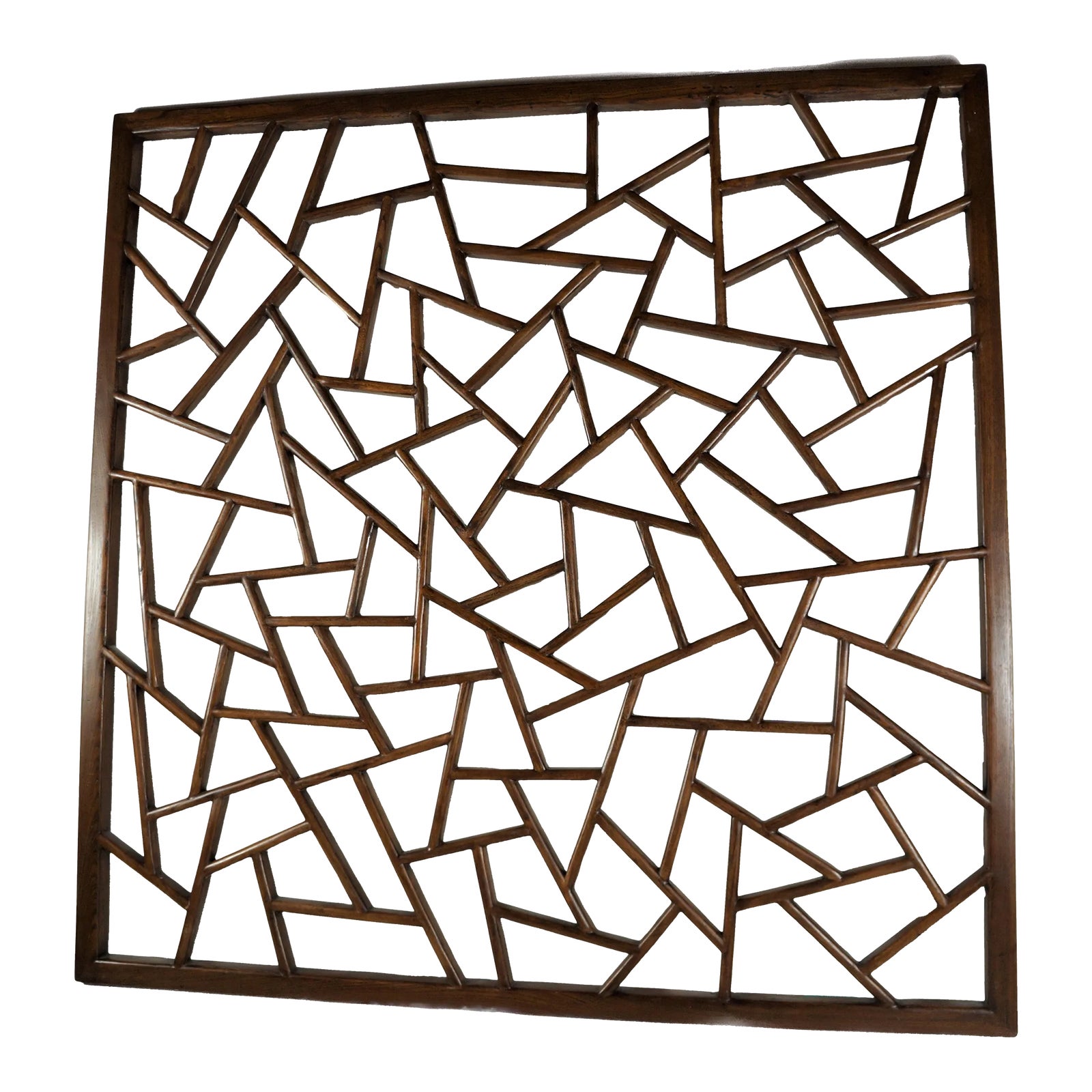 Wall Hanging Square Hardwood Window Panel in Cracked Ice Design | Chairish