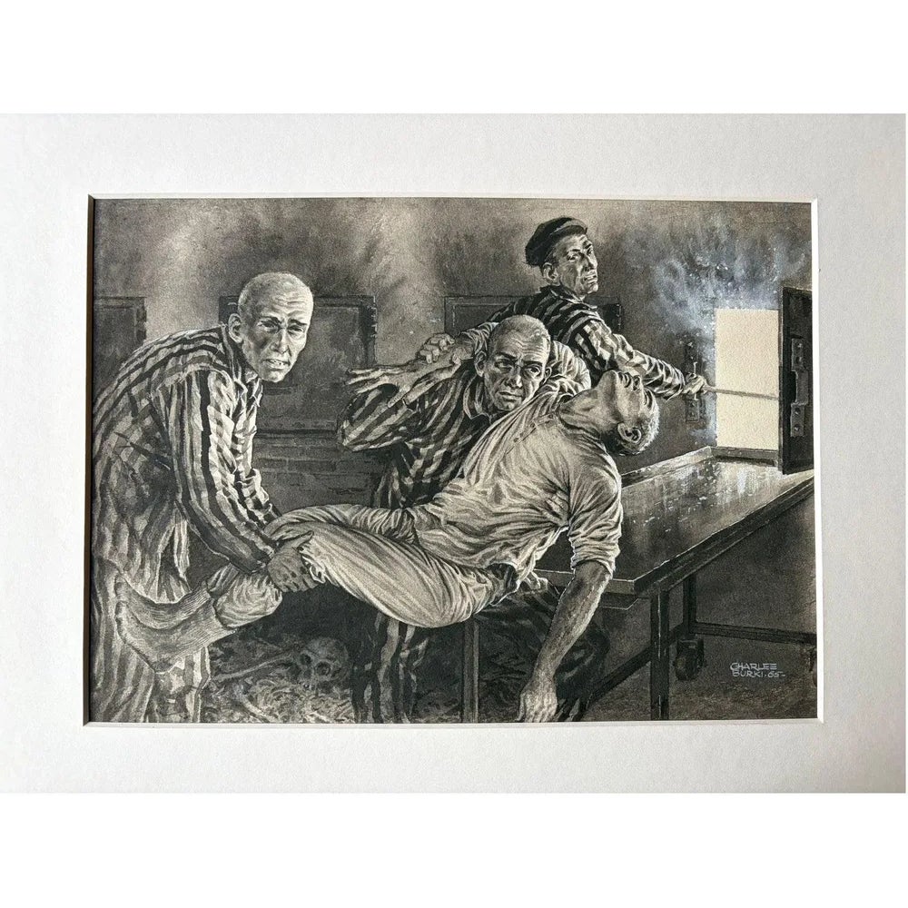 Charles Burki, Holocaust Prison Camp Scene, Gouache | Chairish