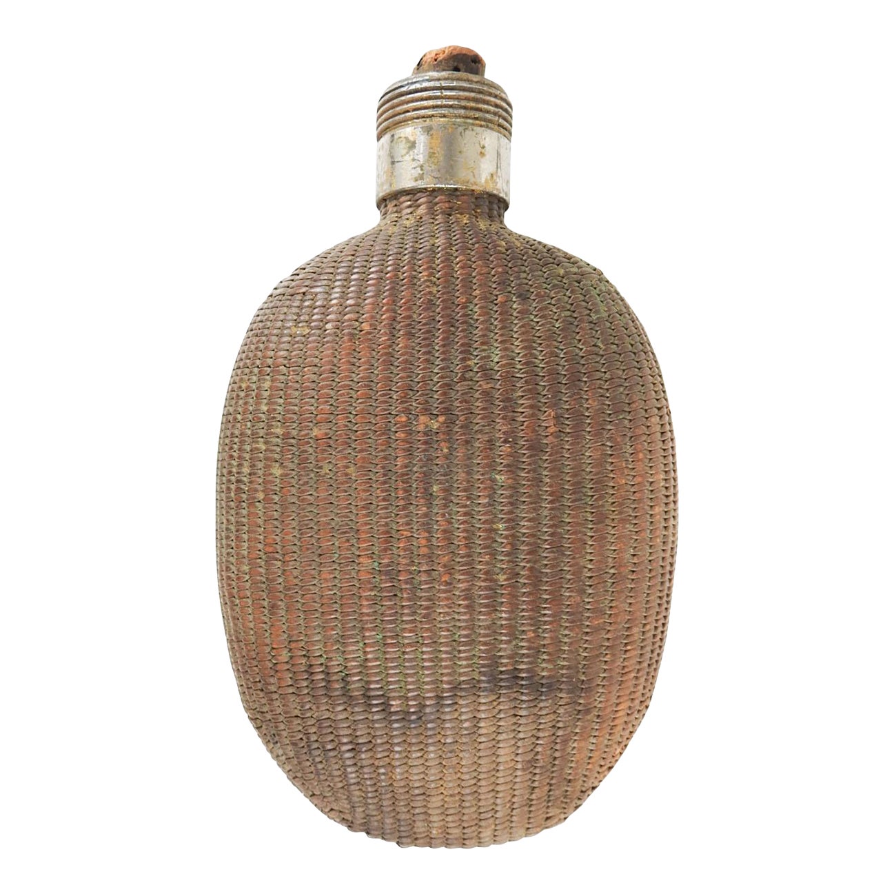 Antique Wicker Covered Whiskey Flask | Chairish