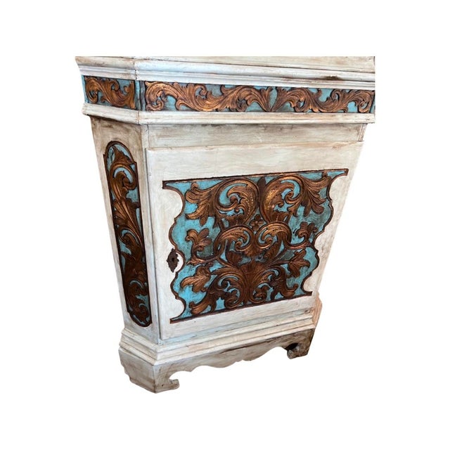 Mid 19th Aqaqq Italian Dear Is Carved and Gilt Wood Cornerback | Chairish