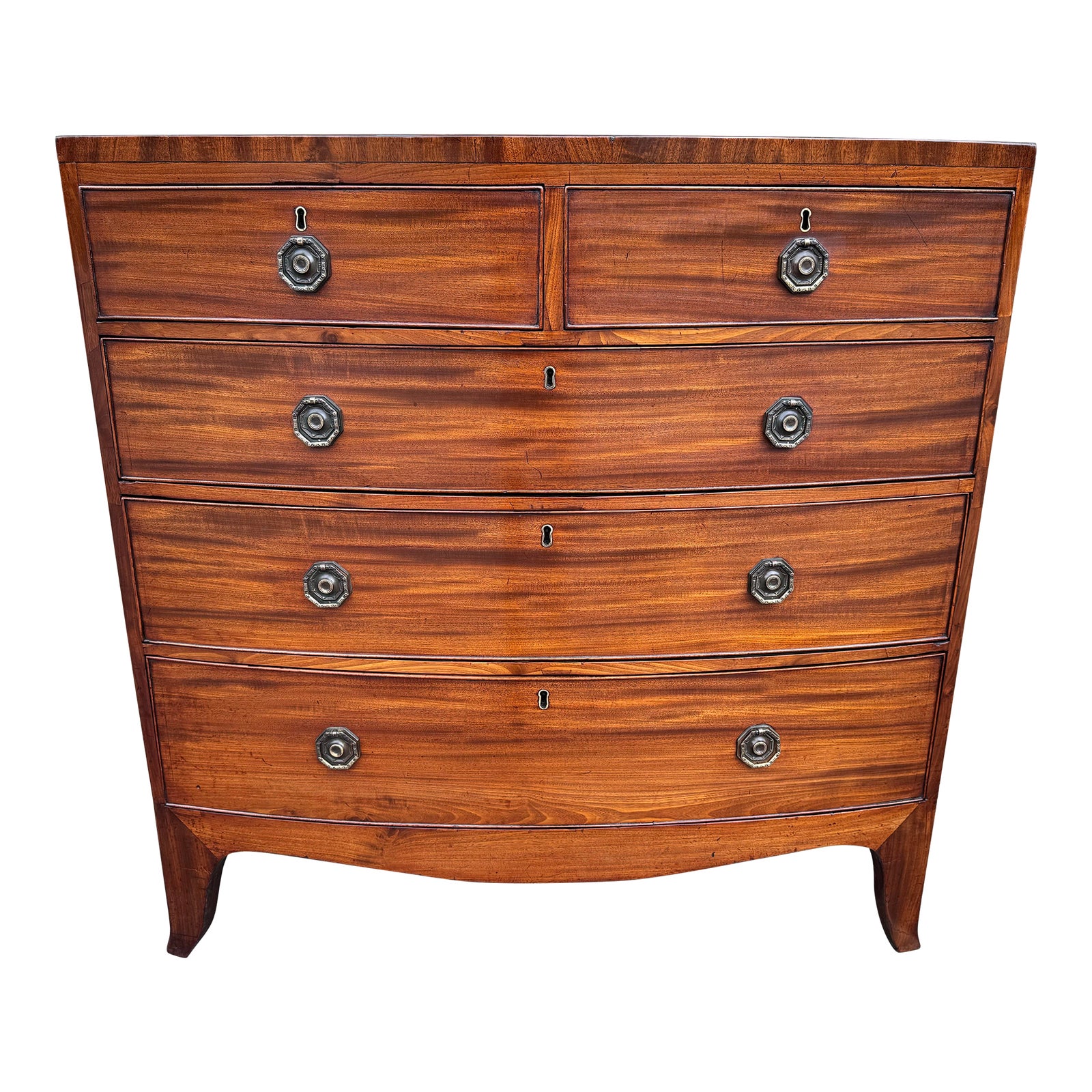 19th Century English Bow Front Chest | Chairish