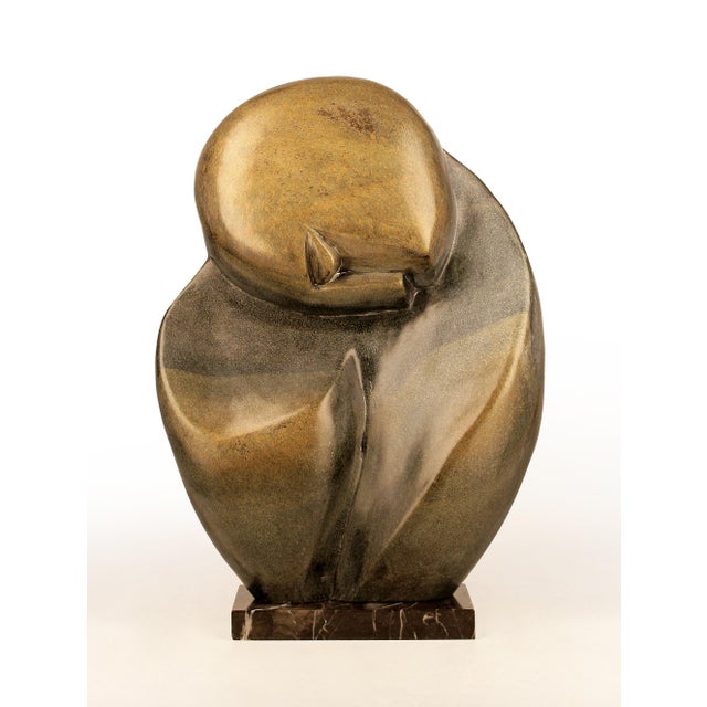 Modernist German Hand-Crafted Stone Sculpture With Marble Base | Chairish