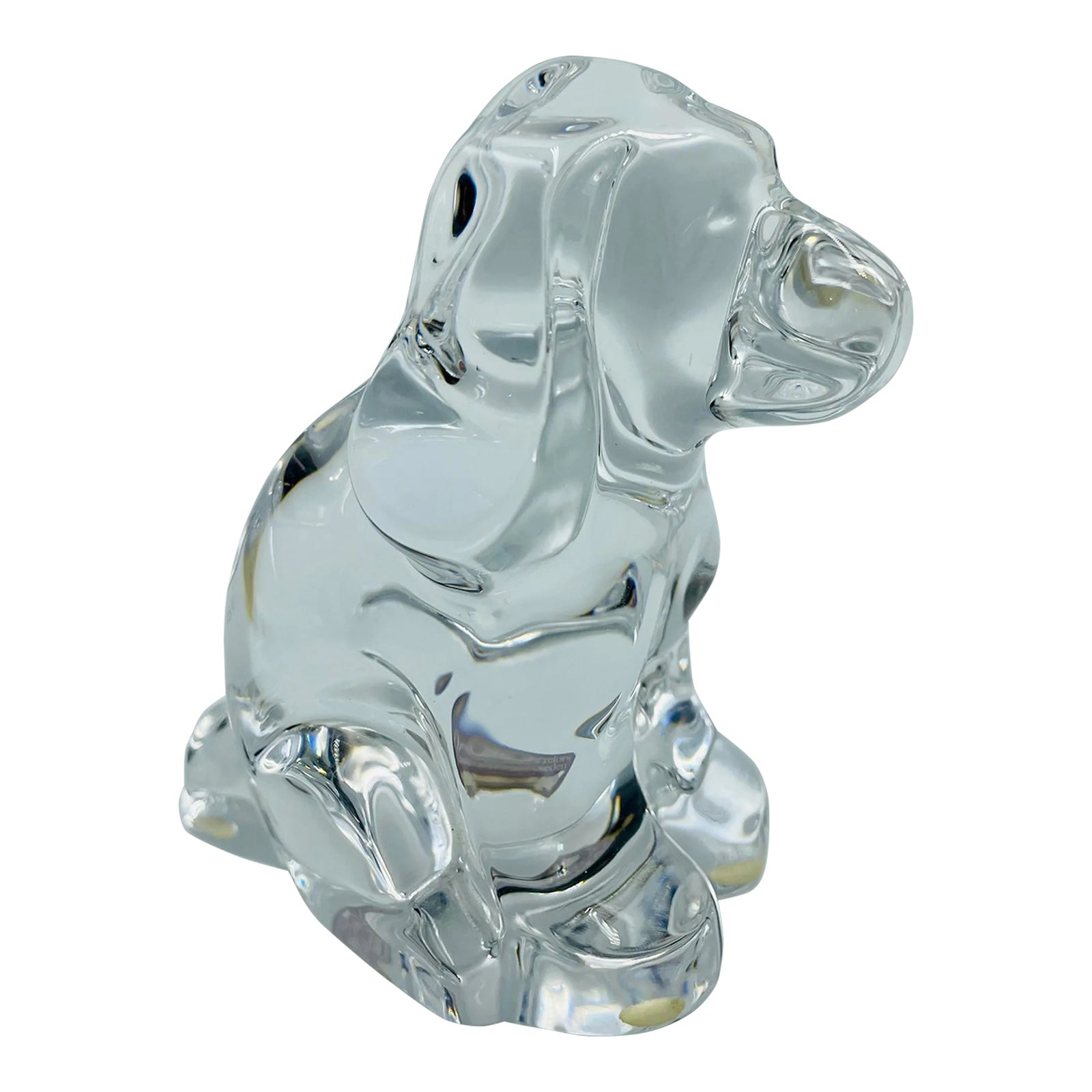 Vintage Solid Crystal Orrefors Puppy Figurine | Chairish