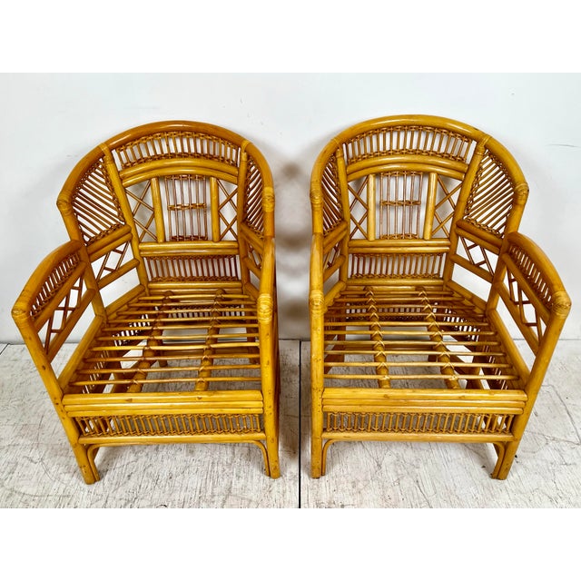 Vintage Rattan Brighton Style Chairs- a Pair | Chairish