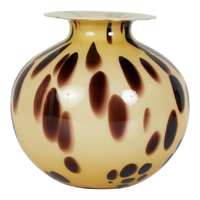 Italian Murano Style Tortoise Shell Glass Vase | Chairish