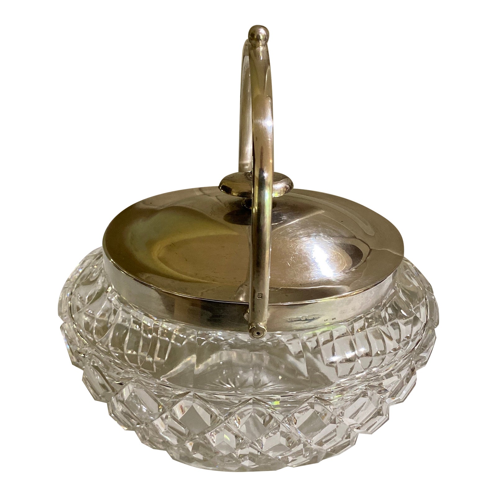 1900s Antique j.d. & S Solid Heavy Sterling Silver Lidded Crystal Candy ...