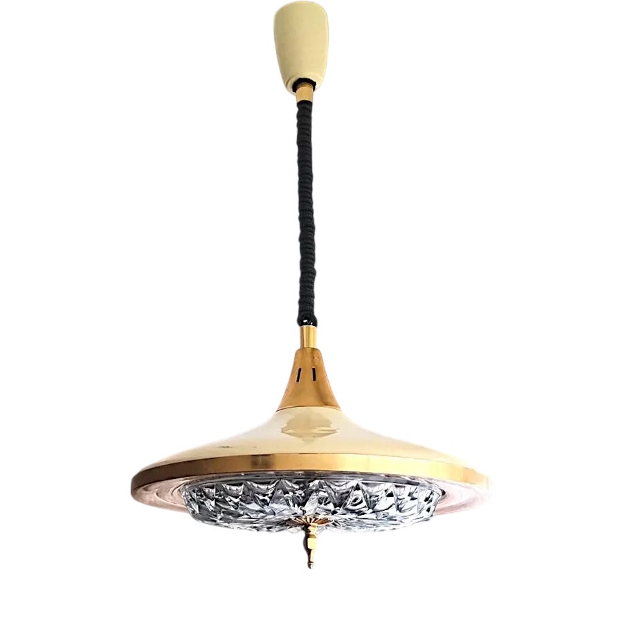 Mid-Century Modern Cream Metal Retractable Dining Room Light, 1960s ...