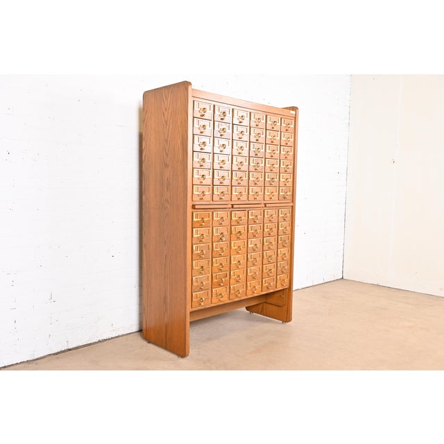 Mid-Century Modern Oak 72-Drawer Library Card Catalog Cabinet, Circa ...