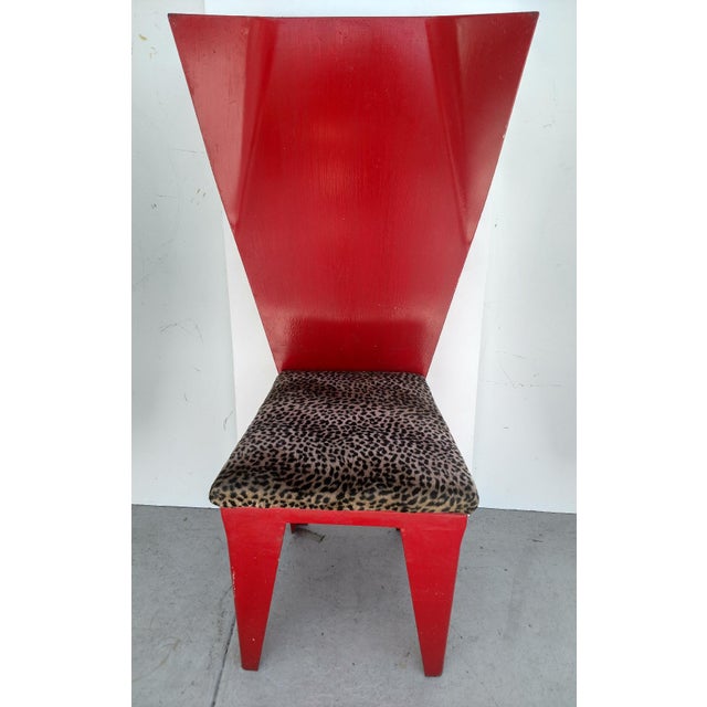 High-Back Throne Chair, Thick Bent Steel, Painted Red, Vintage | Chairish
