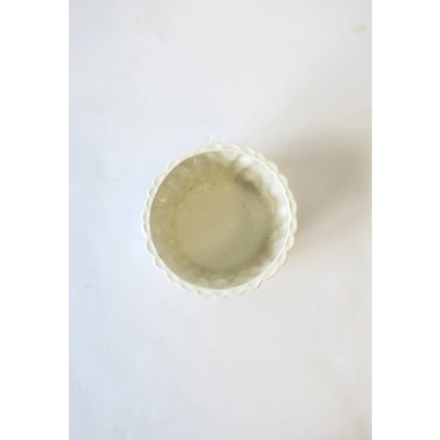 White Ceramic Cachepot or Jardiniere with Bamboo Design | Chairish