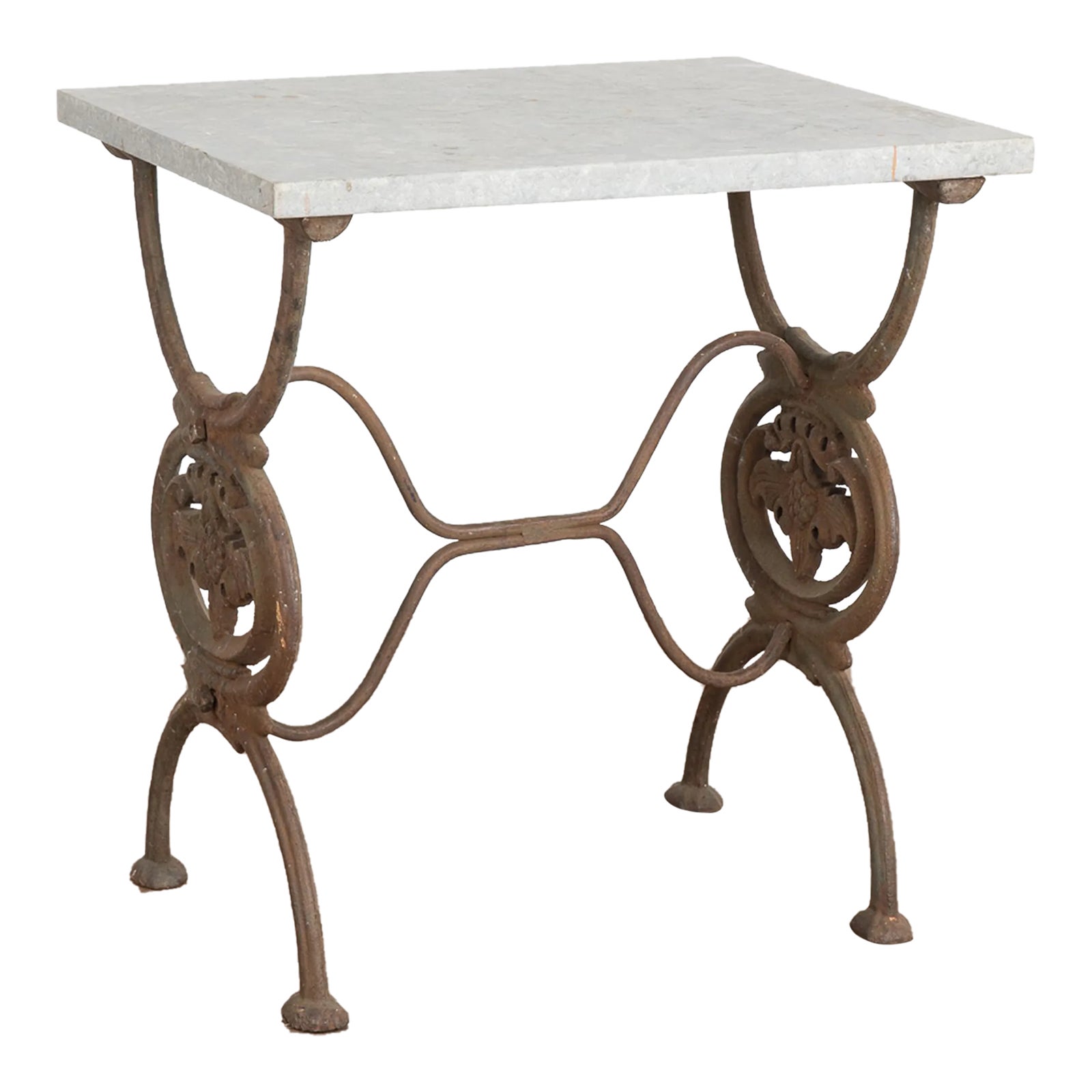 Stone Top Iron Base Side Table, Sweden Circa 1880 | Chairish