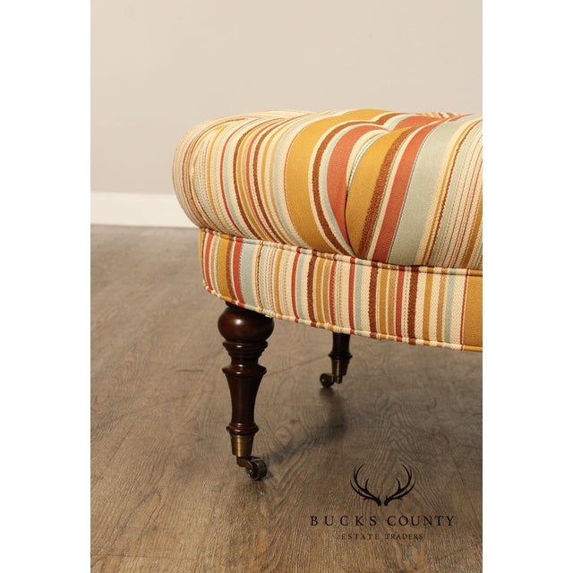 English Regency Style Round Tufted Ottoman | Chairish