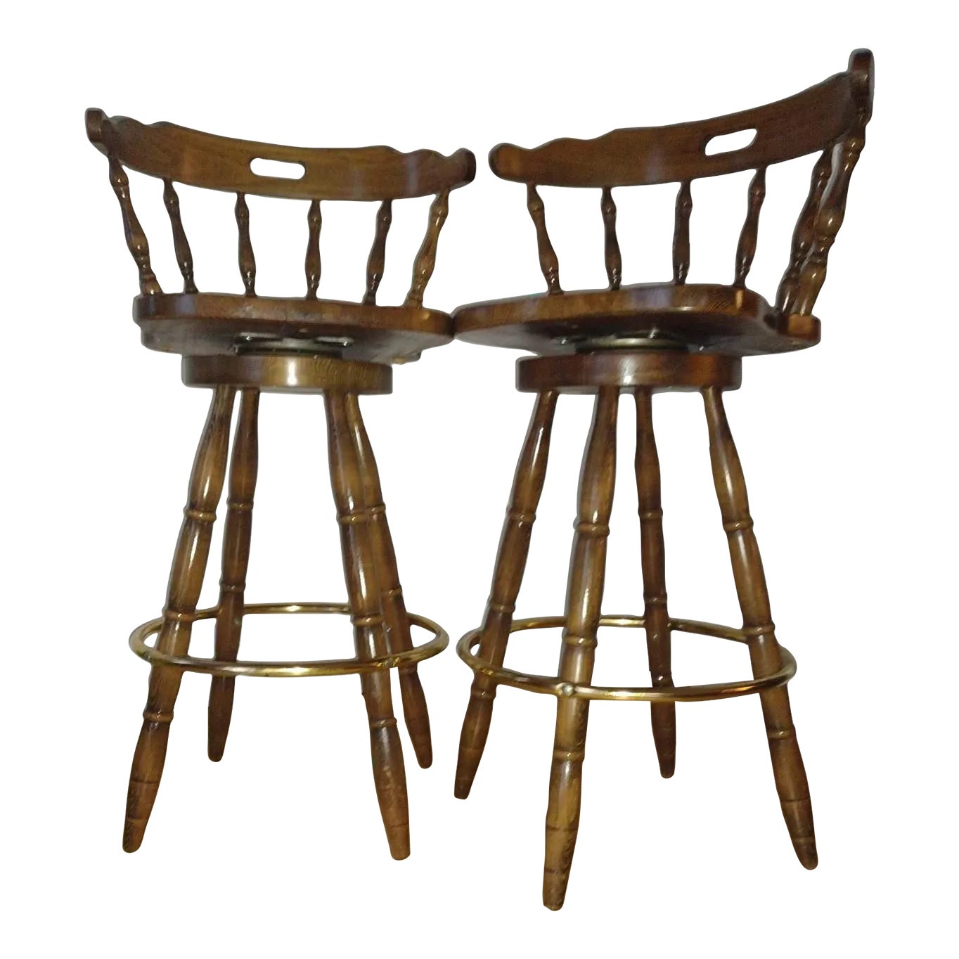 1990s Pair of Vintage KLI Captains Pub Stools | Chairish