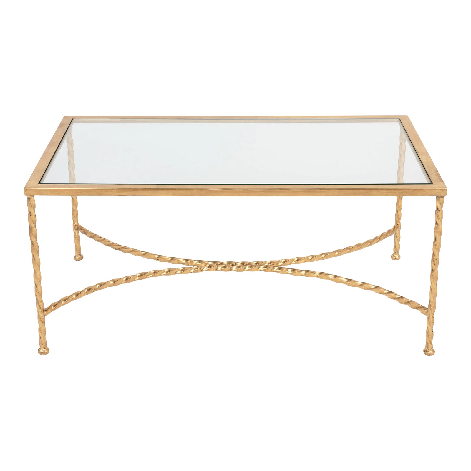 Modern Glass Coffee Table in Gold | Chairish