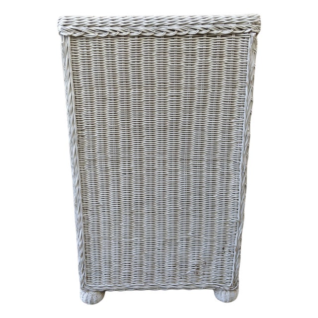 1980s Vintage Coastal White Wicker Chest of Drawers | Chairish